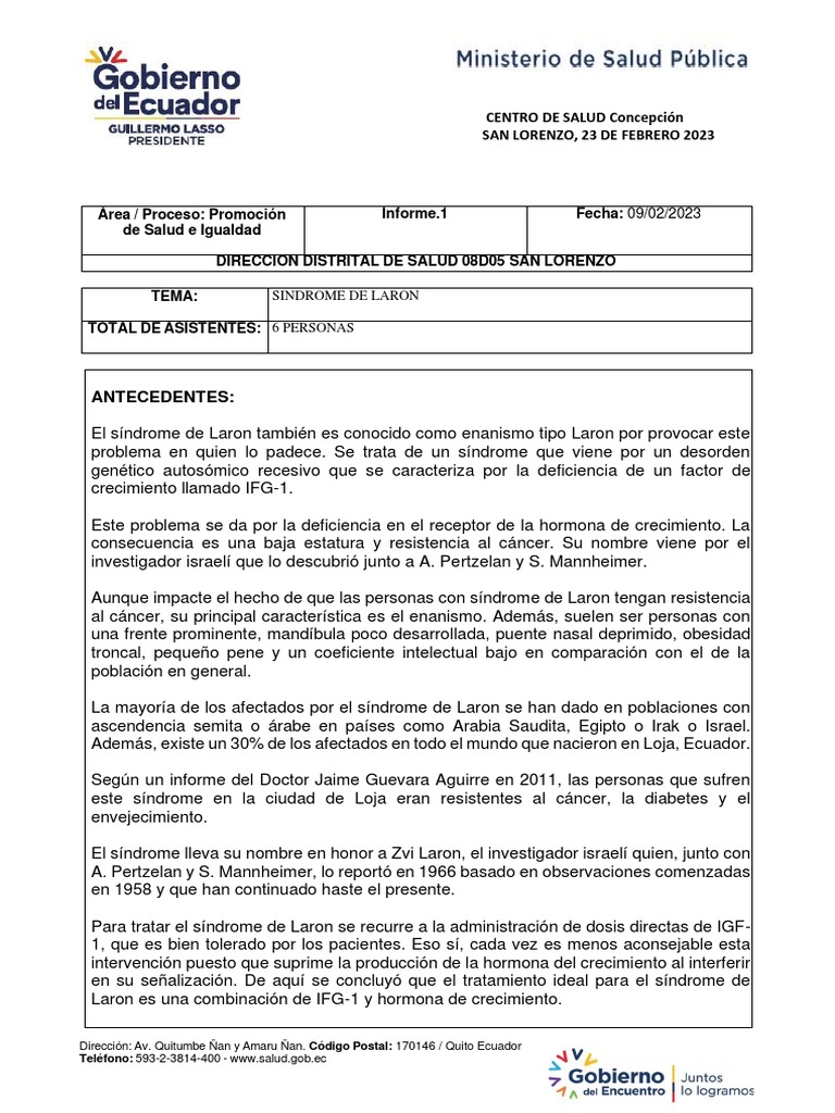 Laron | PDF | Enfermedades y trastornos | Causas de la muerte