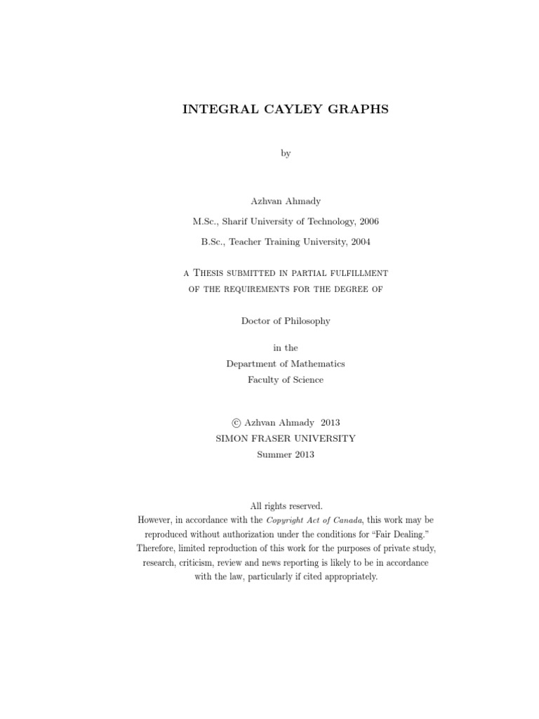 Integral Cayley Graphs | PDF | Eigenvalues And Eigenvectors | Matrix (Mathematics)