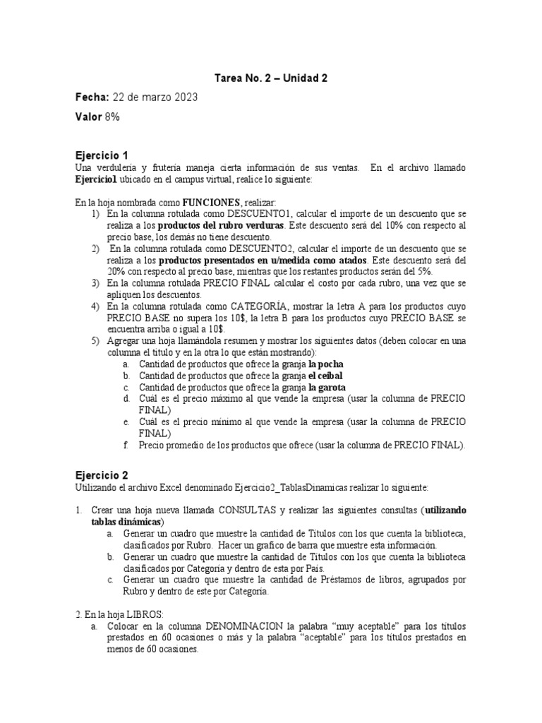 A07 - Ejercicios Prácticos Hoja de Cálculo | PDF | Informática