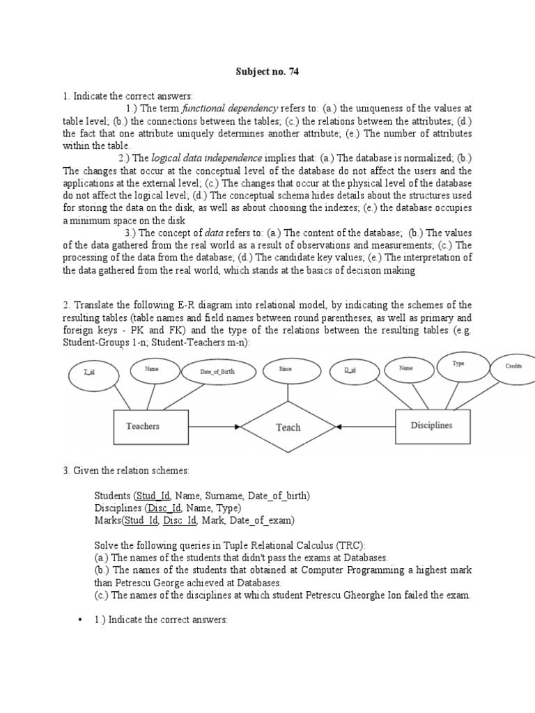 S74-Subiect examen Baze De Date | PDF | Databases | Conceptual Model