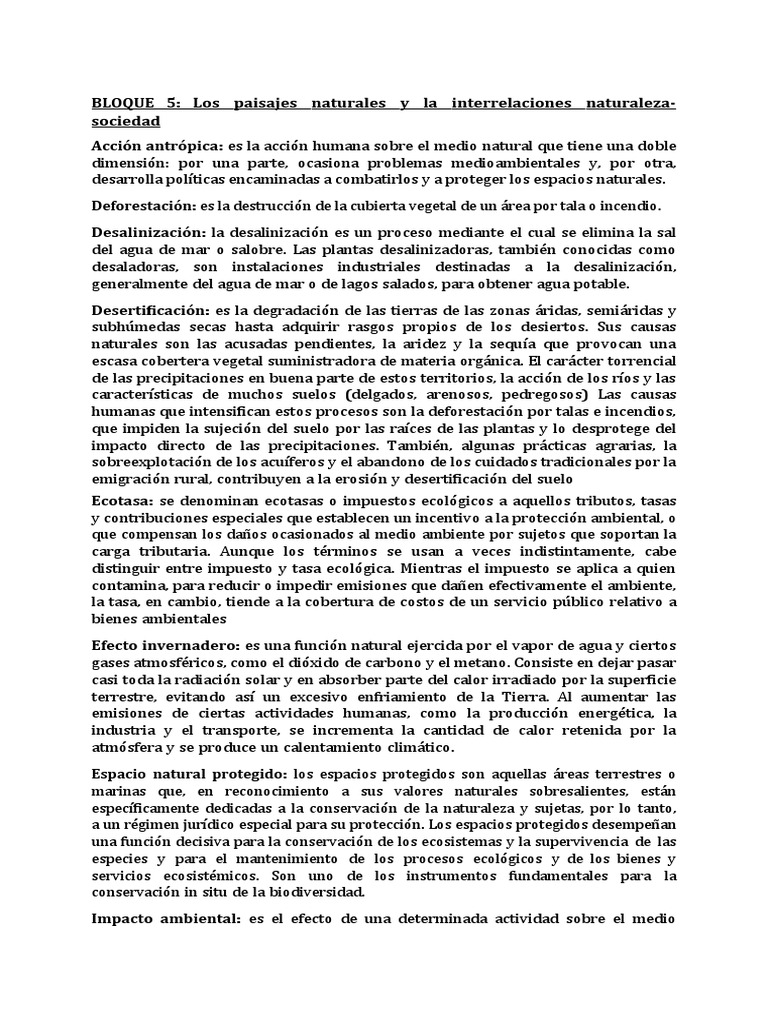 Bloque 5 Definiciones | PDF | Gases de efecto invernadero | Entorno natural