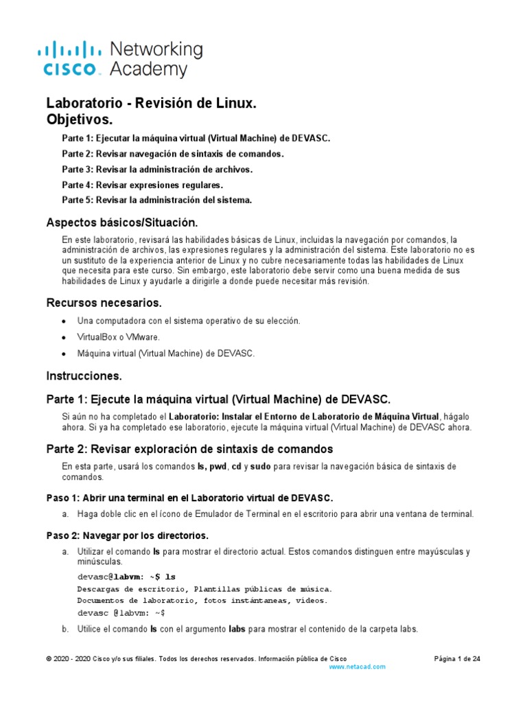 1 2 2 Lab Linux Review Pdf Archivo De Computadora Software