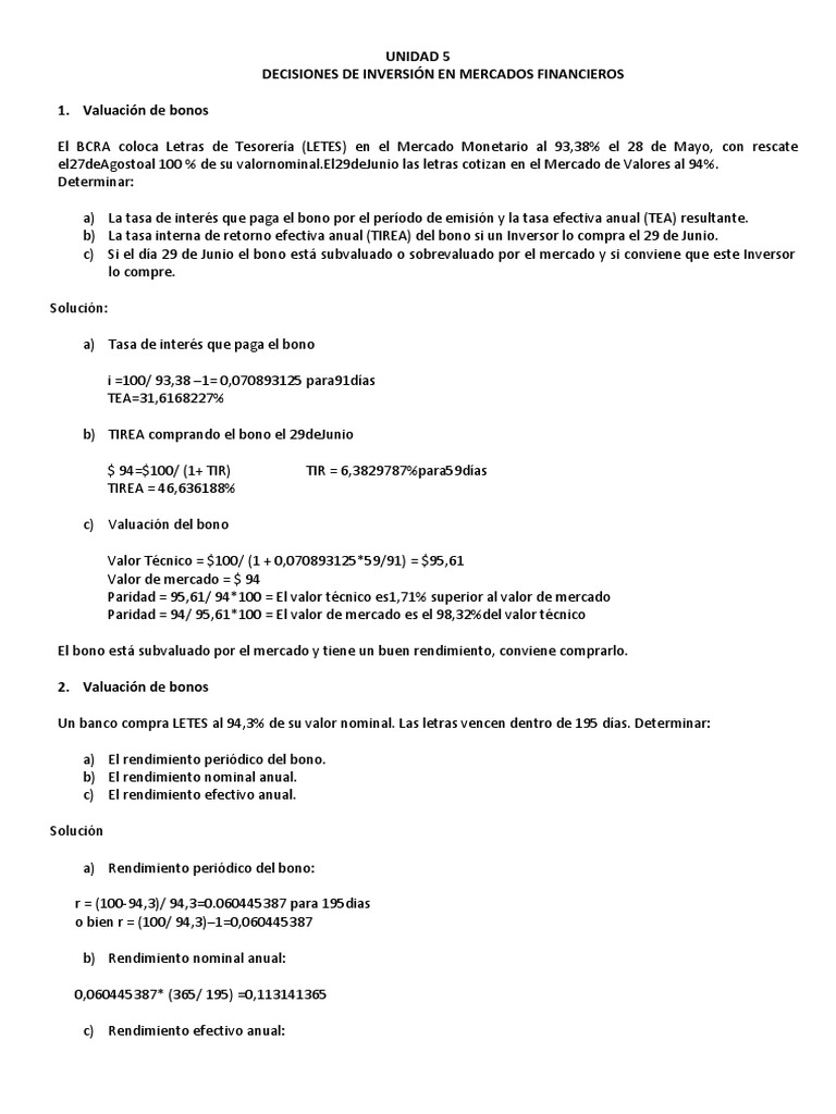 Ejercicios Bonos Acciones | PDF | Compartir (Finanzas) | Volatilidad (Finanzas)