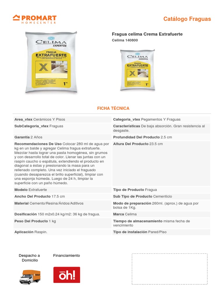 Fragua Celima Crema Extrafuerte | PDF