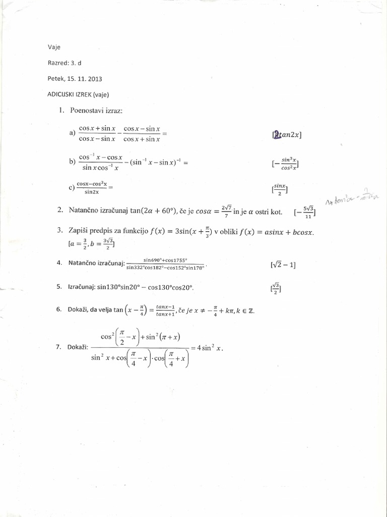 Adicijski Izrek-Vaje, 15.11.2013 | PDF