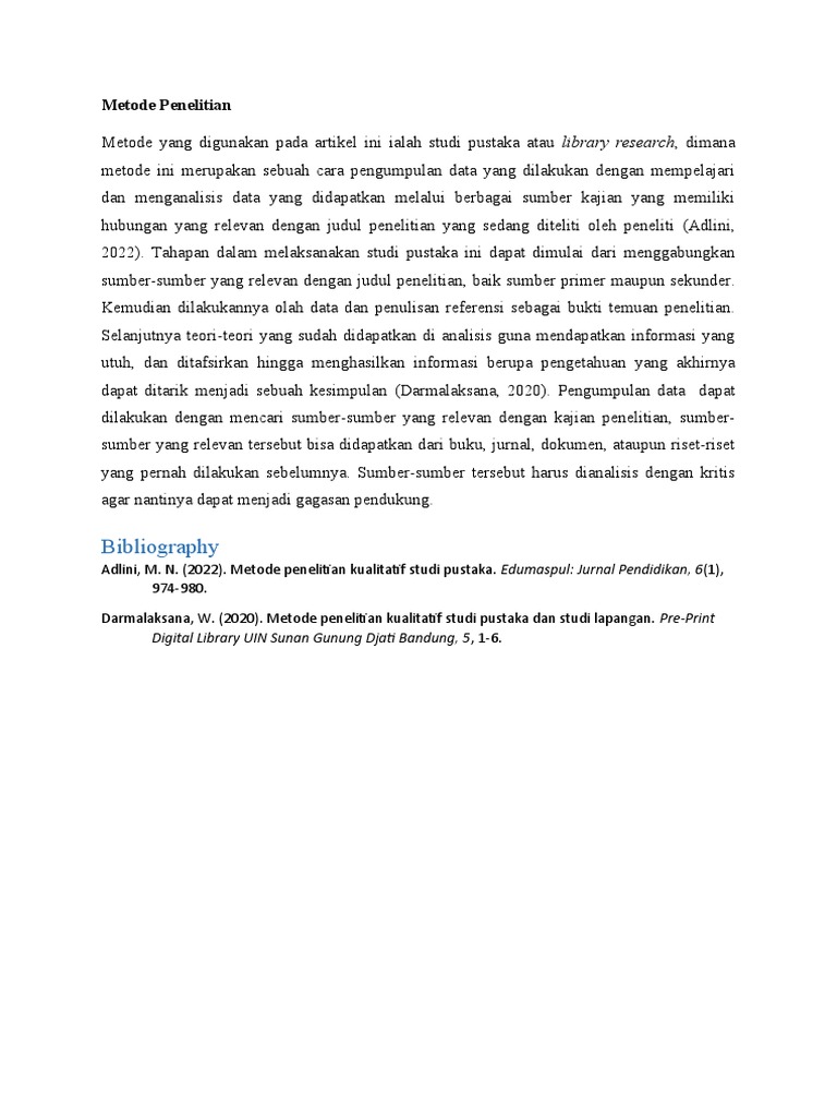 Metode Penelitian Studi Pustaka | PDF