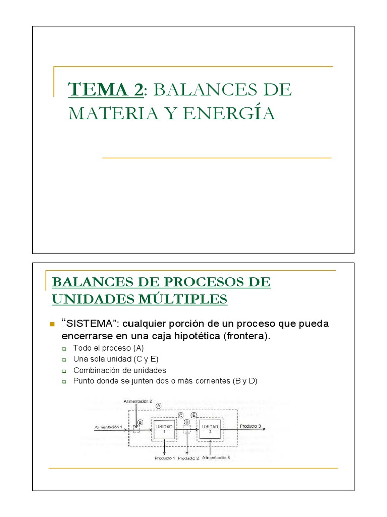 Tema 2: Balances De: Materia Y Energía | PDF