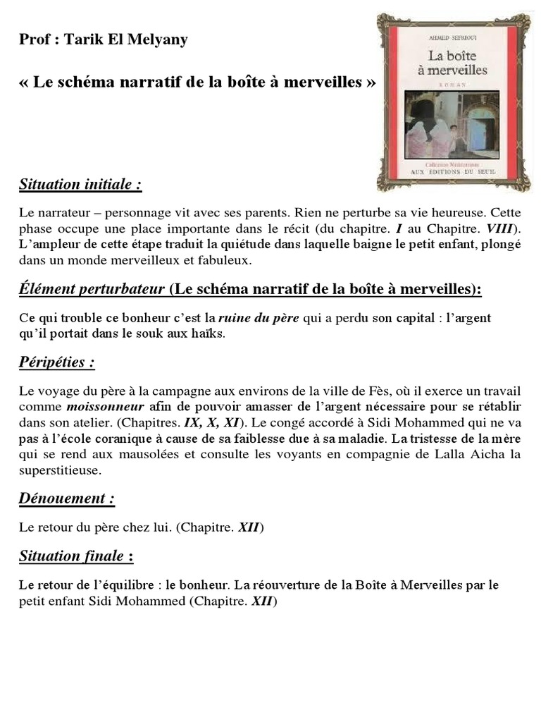 Schéma narratif de la Boîte à merveilles | PDF