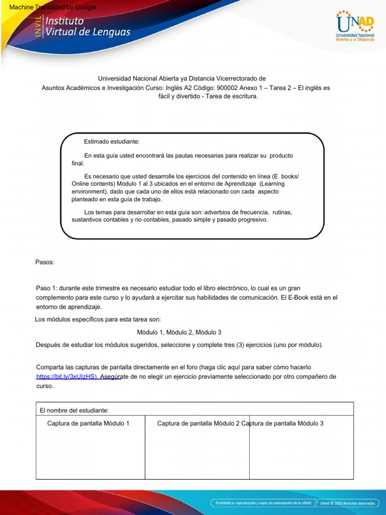 Anexo 1 - Task 2 - English Is Easy and Fun Writing Task (1) (1) Español | PDF
