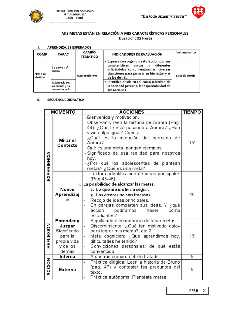 02 DPCC2 Aprendamos A Valorarnos | PDF | Evaluación | Perú