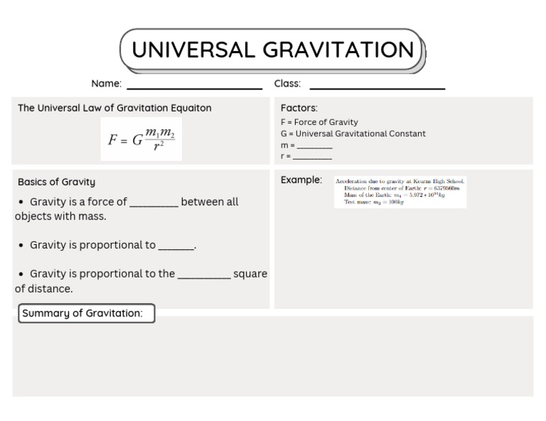 Universal Gravitation Guided Notes 1 | PDF