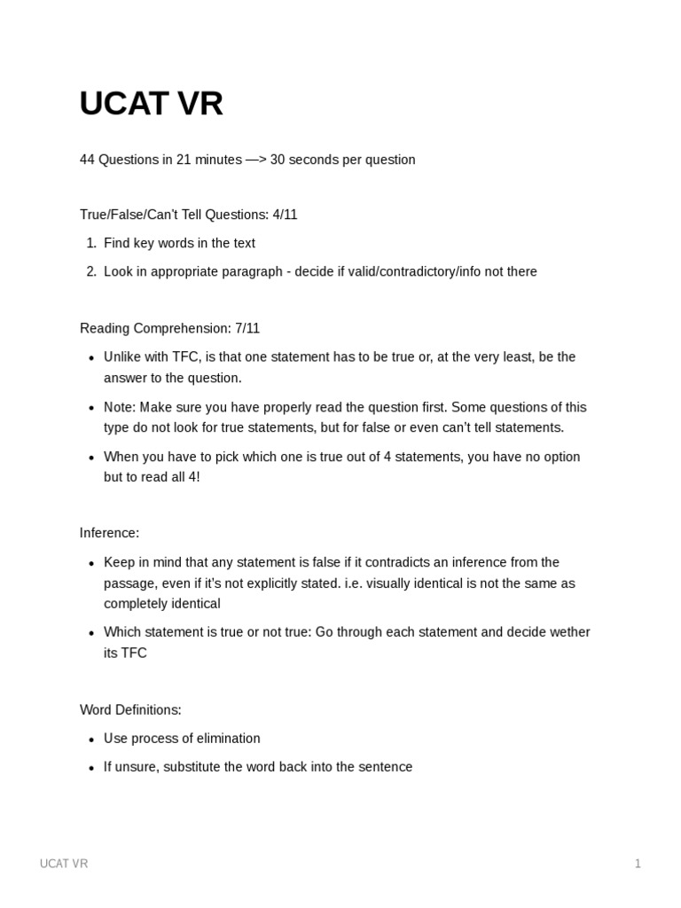 Ucat VR 1 | PDF | Inference | Speed Reading