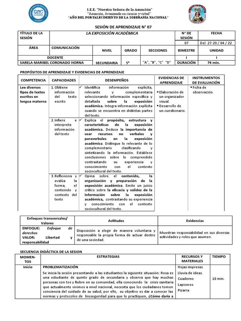 Sesión de Aprendizaje #7 - A, B, C, D | PDF | Aprendizaje | Evaluación