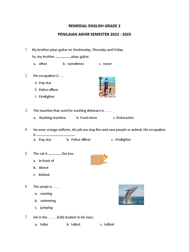 Remedial Grade 2 English | PDF | Language Arts & Discipline