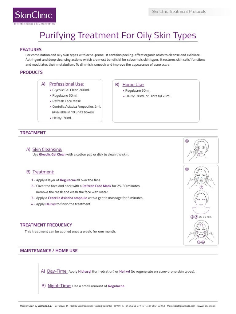 Protocol Purifying Treatment For Oily Skin Types | PDF | Skin ...