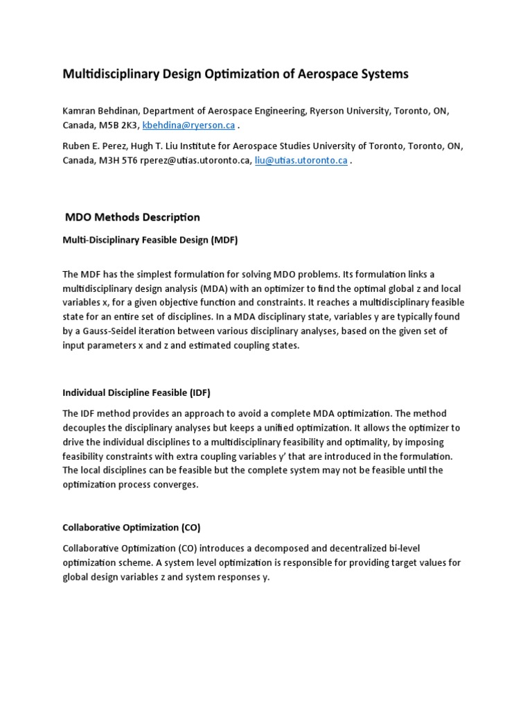Multidisciplinary Design Optimization of Aerospace Systems | PDF | Mathematical Optimization ...