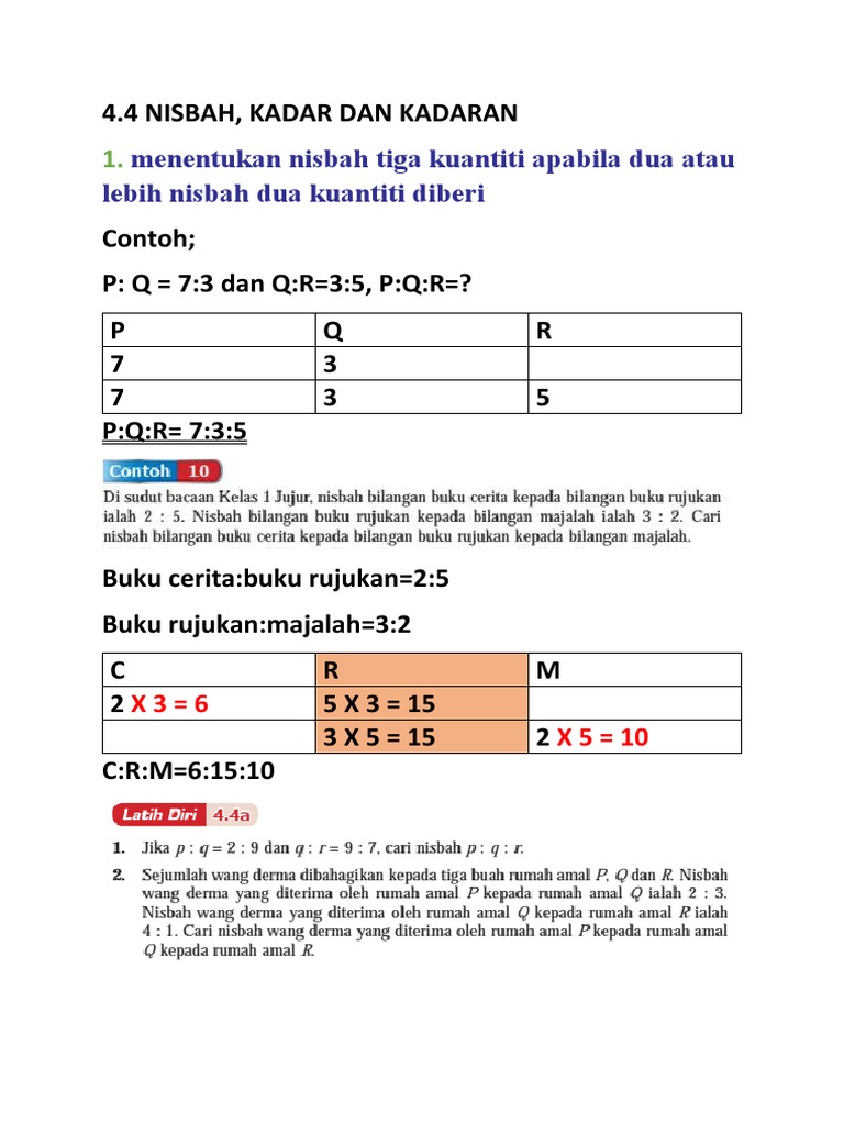 4.4 Nisbah, Kadar Dan Kadaran 1 - 2 | PDF