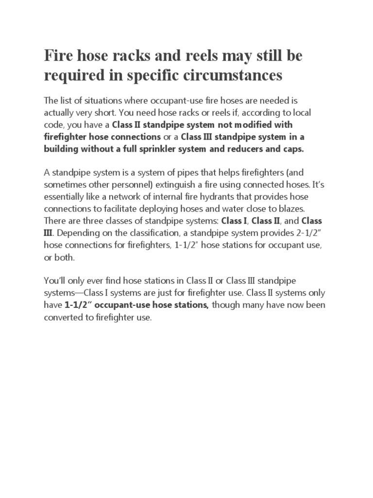 Fire Hose Rack Requirements Guide | PDF