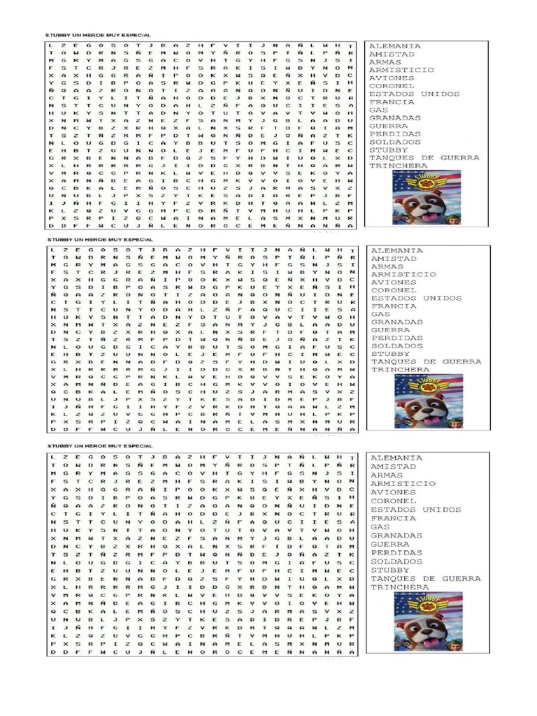 Sopa de Letras Primera Guerra Mundial 22 | PDF