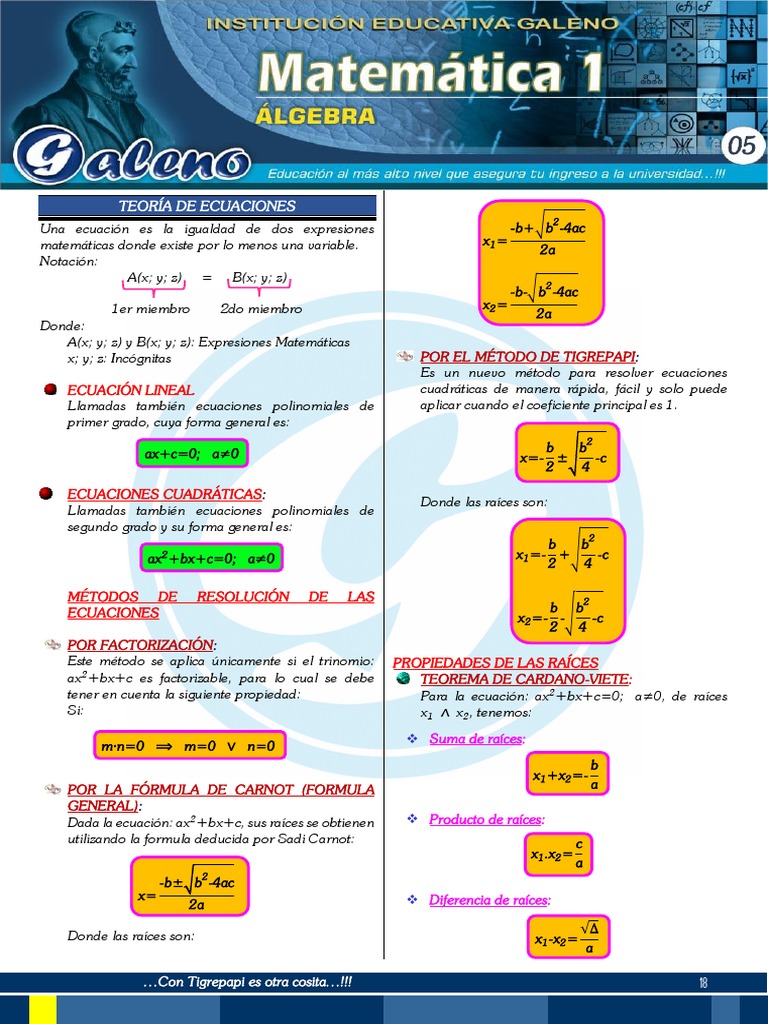 Semana 05 Álgebra 4to | PDF | Ecuaciones | Ecuación cuadrática