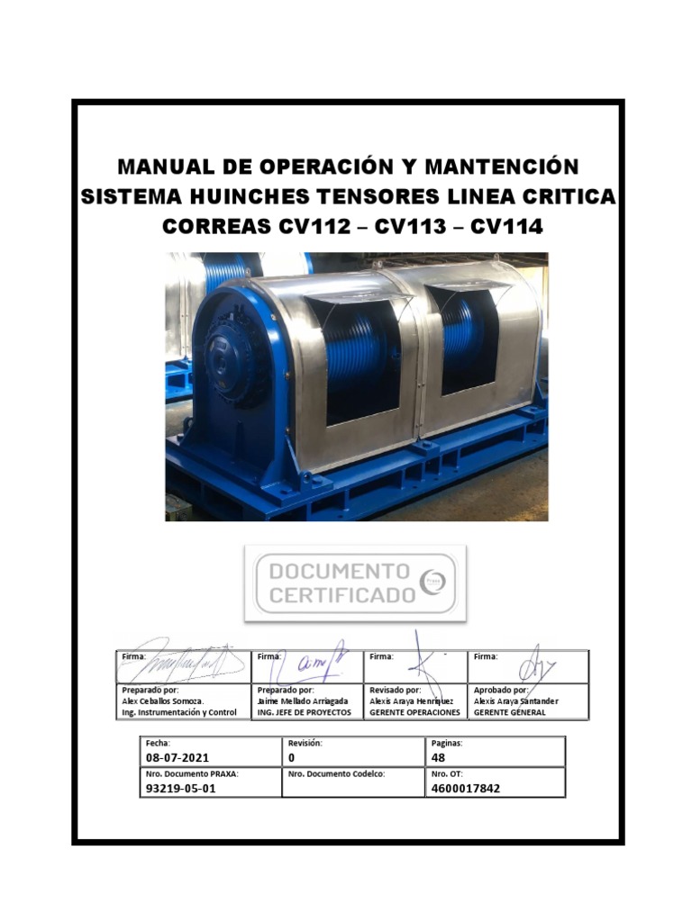 Manual de Operación Y Mantención Sistema Huinches Tensores Linea ...