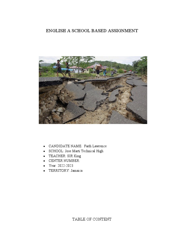 English A School Based Assignment | PDF | Earthquakes