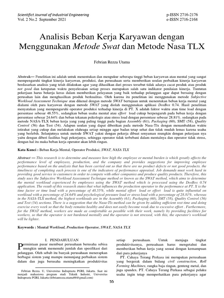 NASA TLX Dan SWAT | PDF