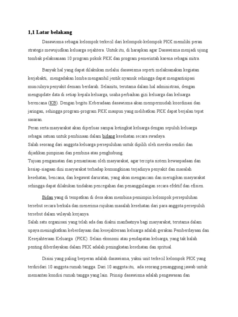 Proposal Dasawisma | PDF