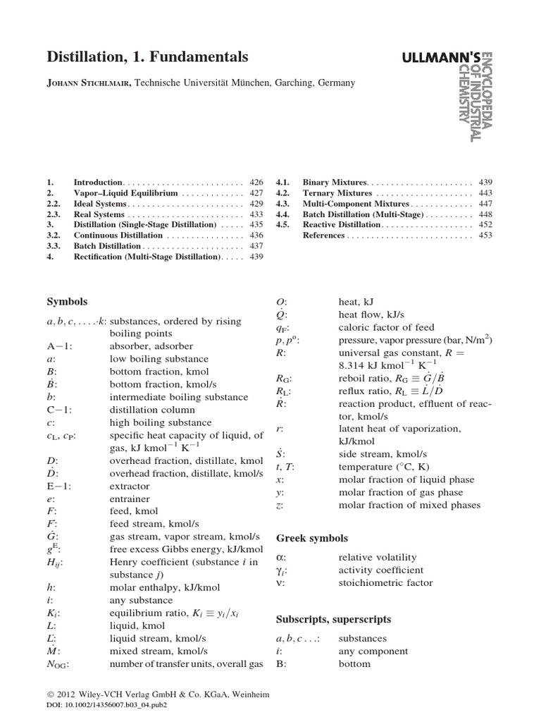 Stichlmair, J. (2010) - Distillation, 1. Fundamentals. Ullmann's Encyclopedia of Industrial ...