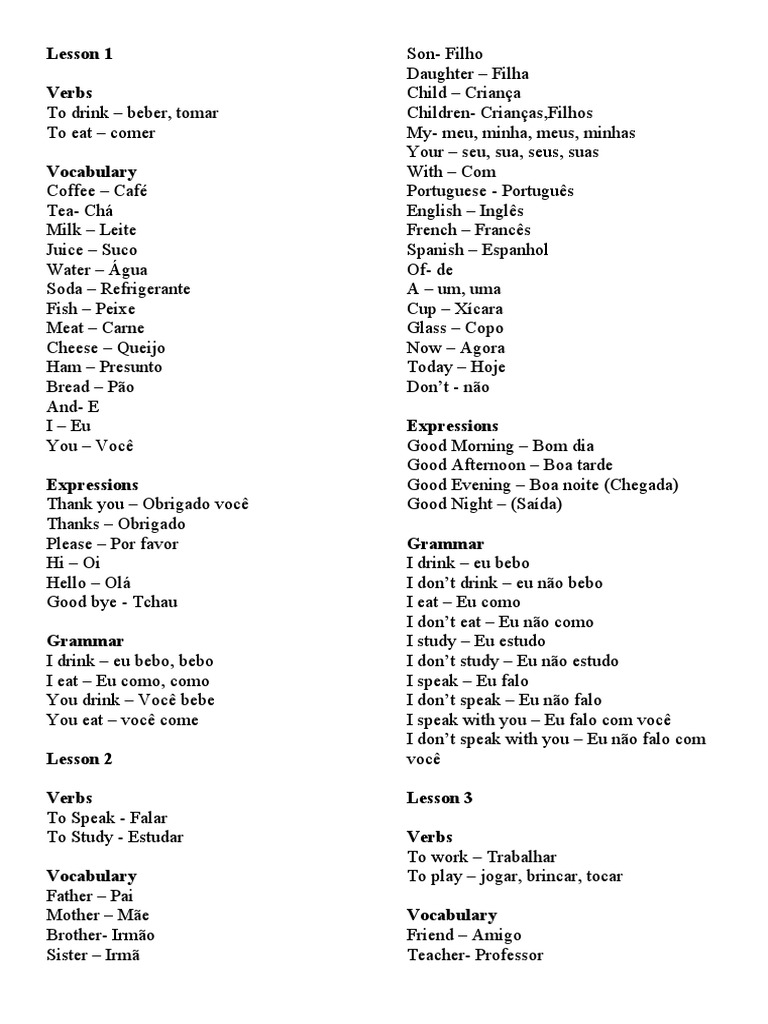 Lesson 1,2,3 and 5 | PDF | Comidas e bebidas