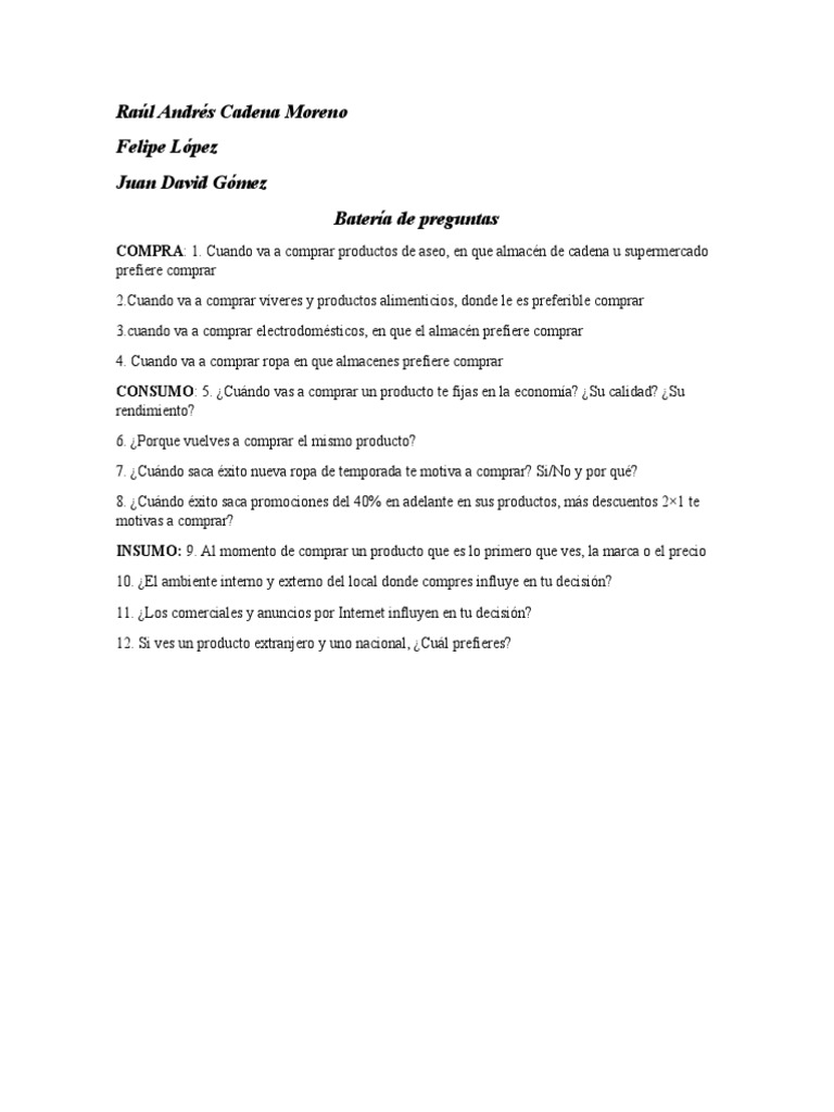 Batería de Preguntas | PDF