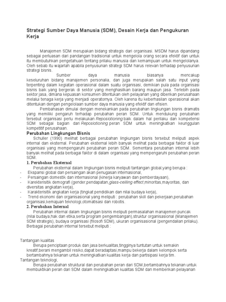 Strategi Sumber Daya Manusia | PDF | Karier & Perkembangan