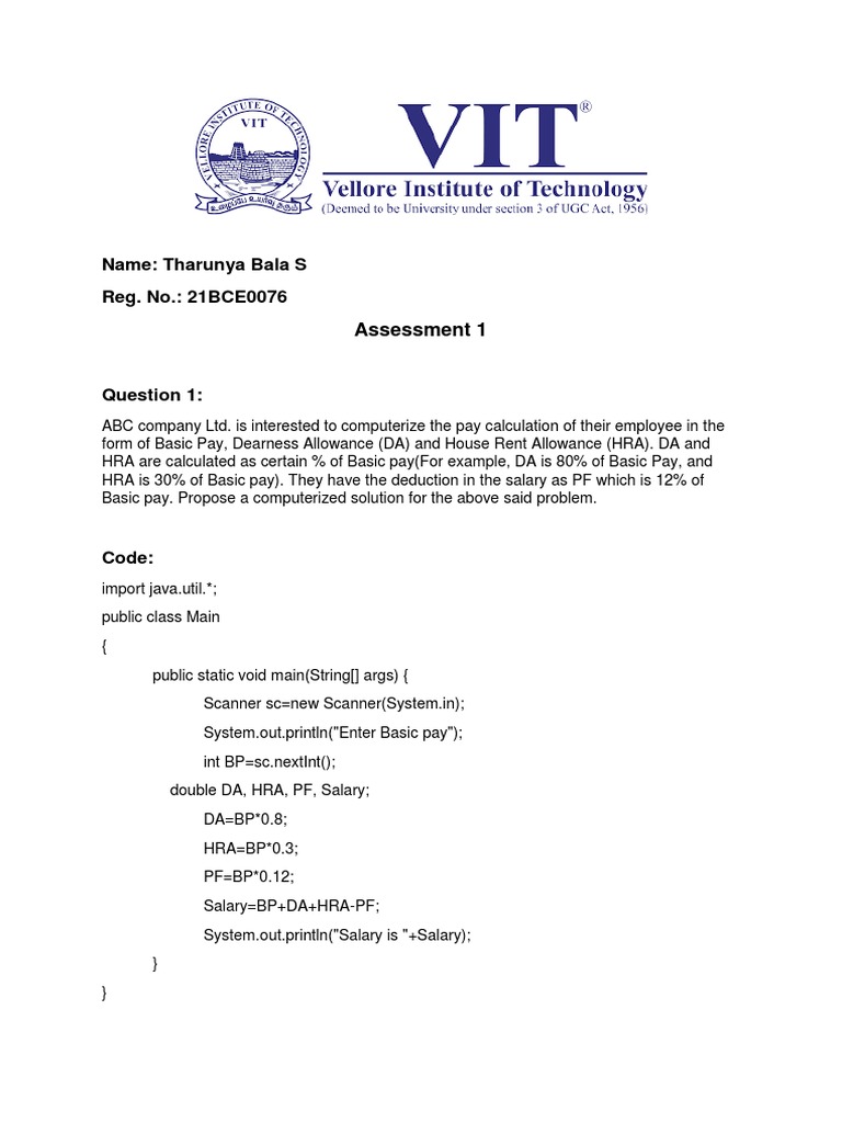 Java Ass 1 | PDF | Method (Computer Programming) | Software