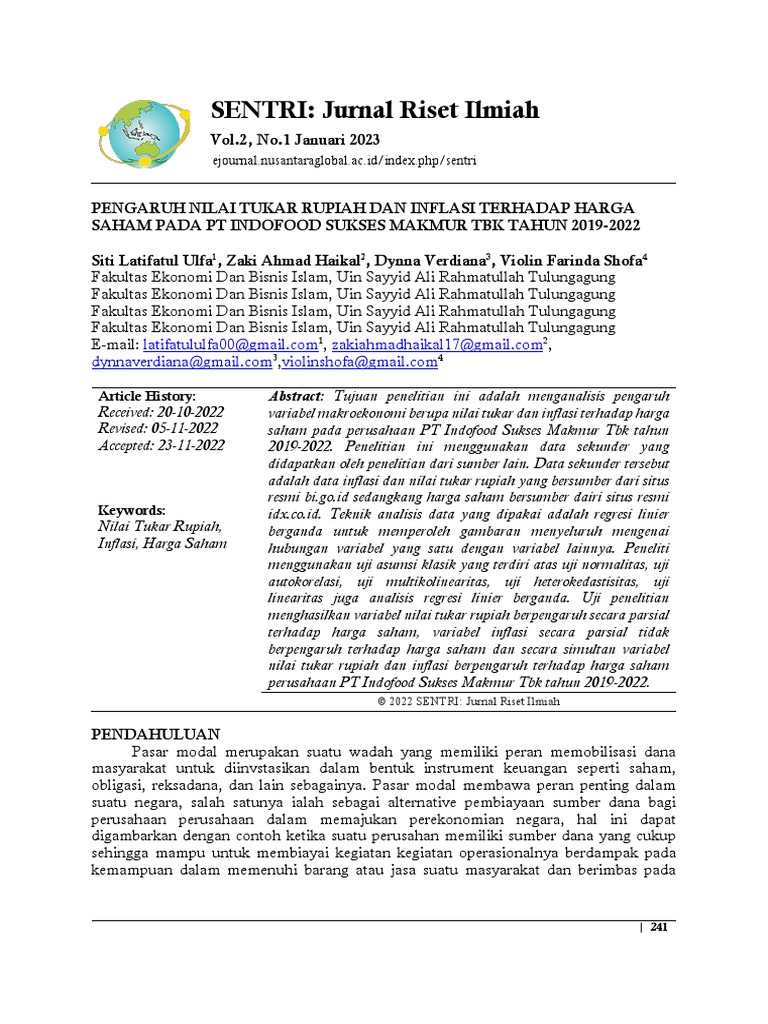 SENTRI: Jurnal Riset Ilmiah: Vol.2, No.1 Januari 2023 | PDF