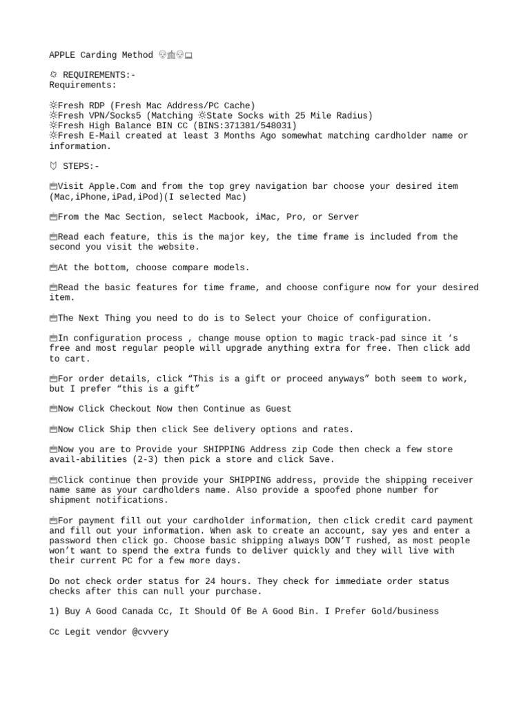 APPLE Carding Method | PDF | Finance & Money Management | Computers