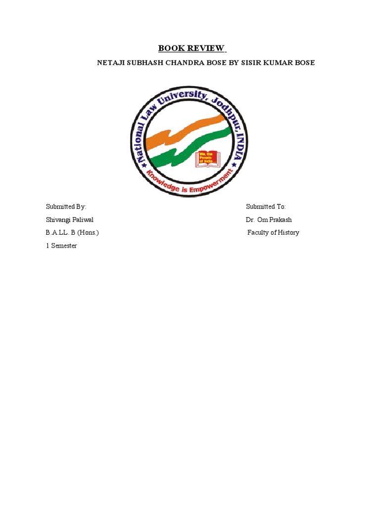 Book Review: Netaji Subhash Chandra Bose by Sisir Kumar Bose | PDF ...