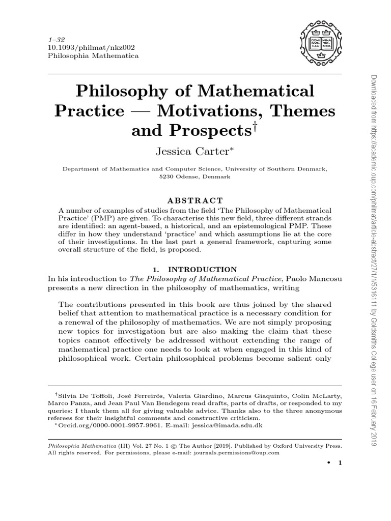 Philosophy of Mathematical Practice Insights | PDF | Mathematics | Theorem