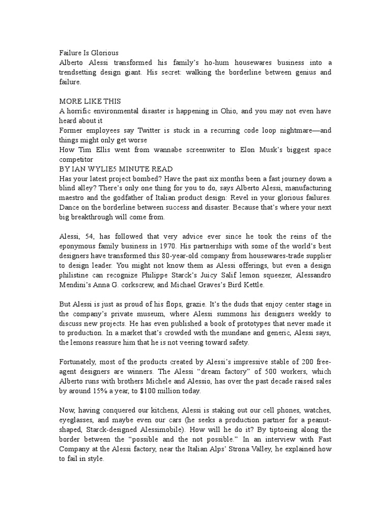 Failure Is Glorious | PDF