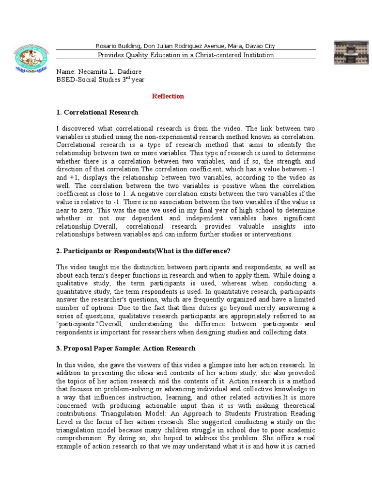 Reflections on Research Methods: Insights into Correlational Research ...