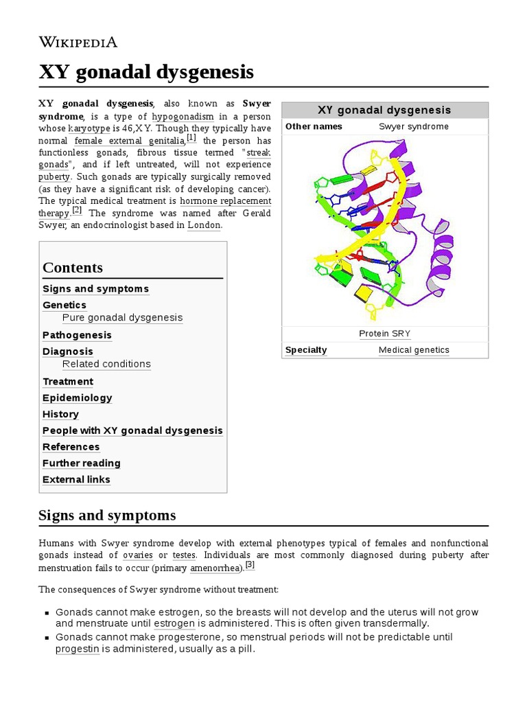 XY Gonadal Dysgenesis | PDF | Genetics | Sexual Anatomy