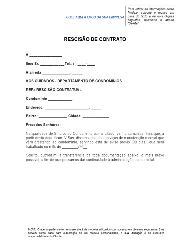Modelo de Contrato de Rescisao | PDF | Condomínio | Informática