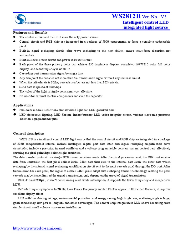WS2812B (Ver. No. V5) EN 19112715001349 | PDF | Electronic Circuits ...
