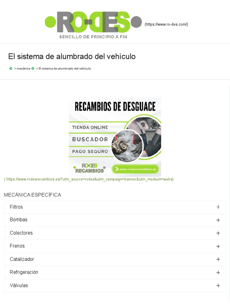 En qué consiste el sistema de alumbrado del coche | PDF | Vehículos terrestres | Vehículo de motor