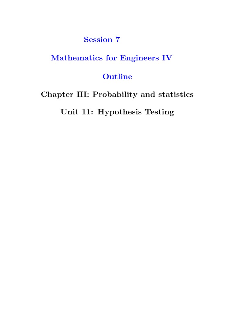 Probability and Statistics Notes | PDF | Statistical Hypothesis Testing ...