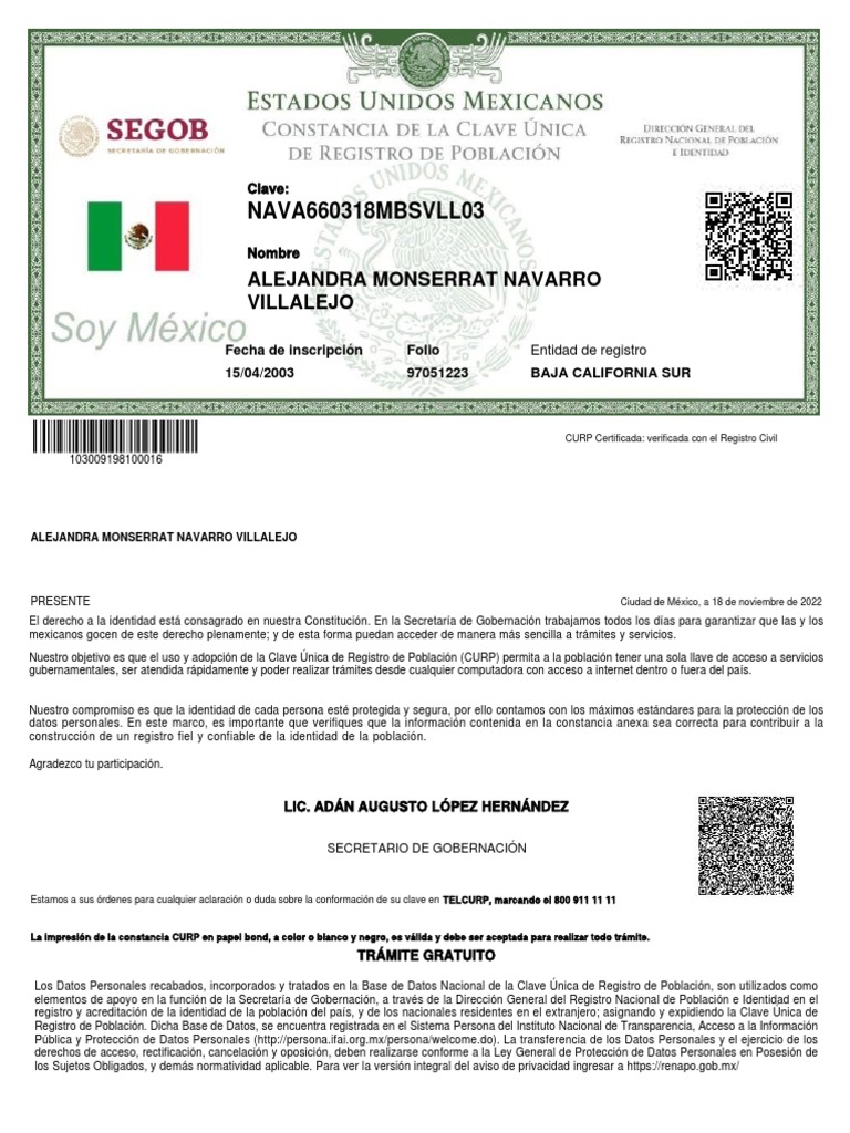 NAVA660318MBSVLL03: Alejandra Monserrat Navarro Villalejo | PDF ...