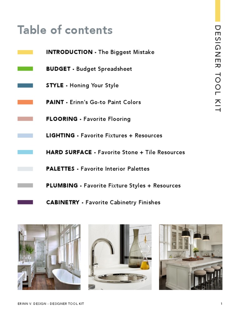Erinn V. Design's Designer Tool Kit Guide | PDF | Countertop | Tile