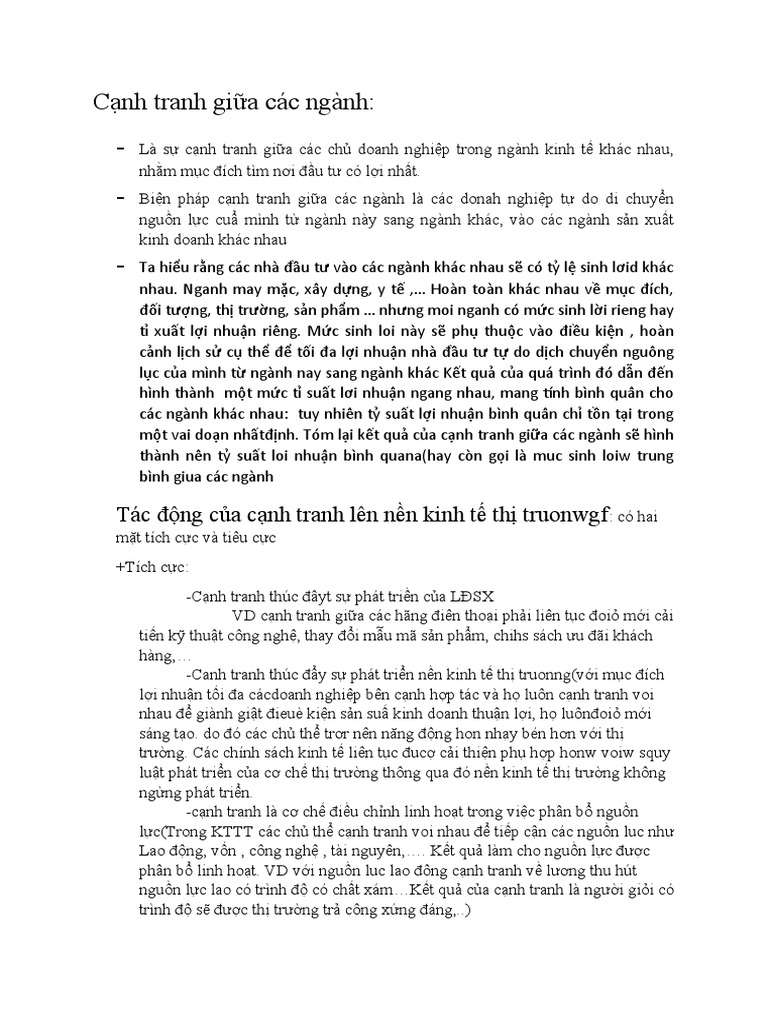 C NH Tranh Gi A Các Ngành | PDF