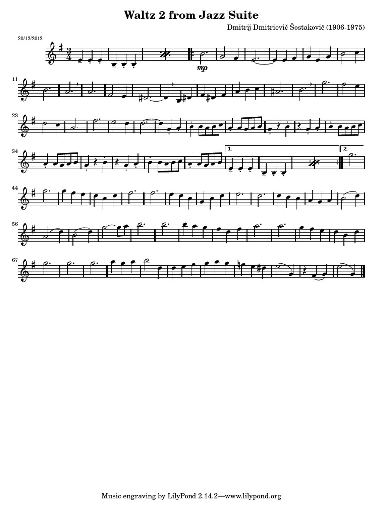 Waltz 2 From Jazz Suite | PDF