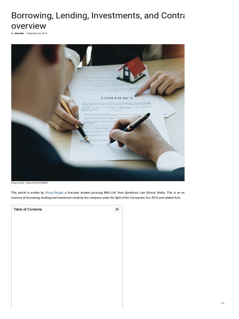 Borrowing, Lending, Investments, and Contracts - An Overview | PDF ...