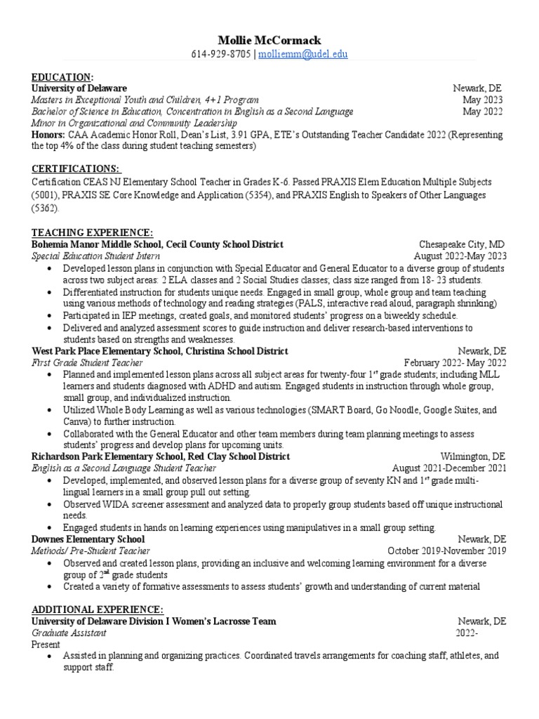 Resume Final | PDF | Teachers | Lesson Plan